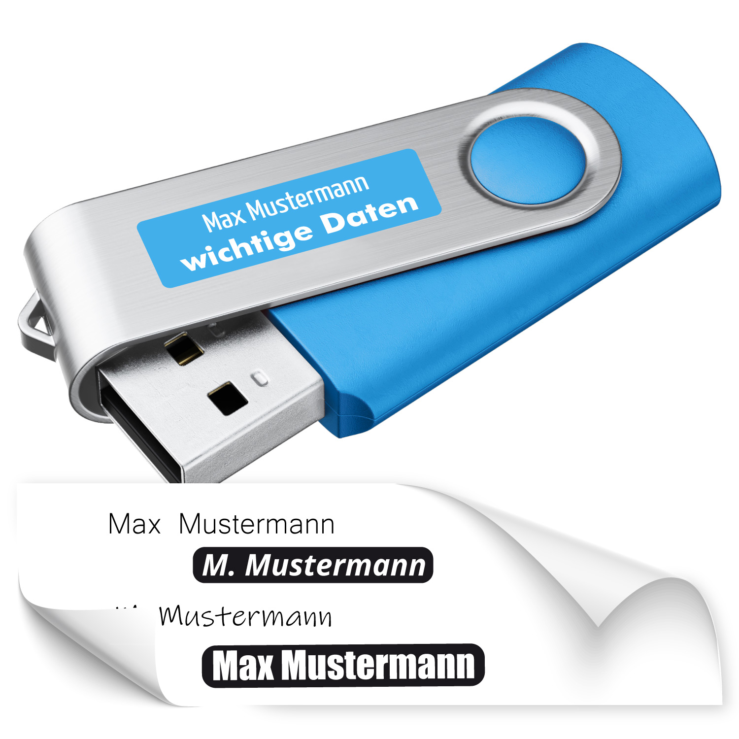 Individuelle und personalisierte Namensaufkleber USB Stick von ...